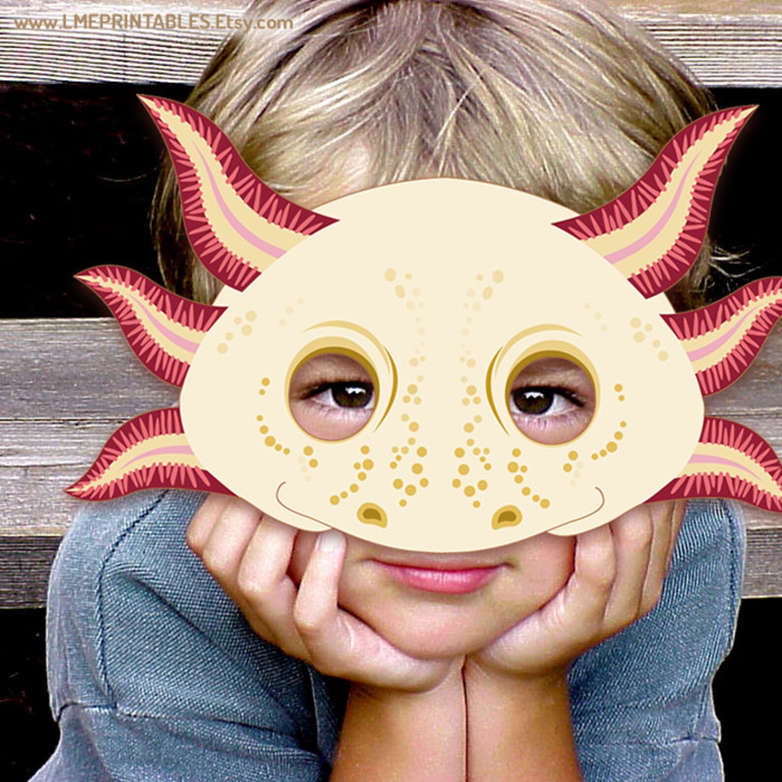 Axolotl Mask Printable Halloween Costume Albino Amphibian - Etsy