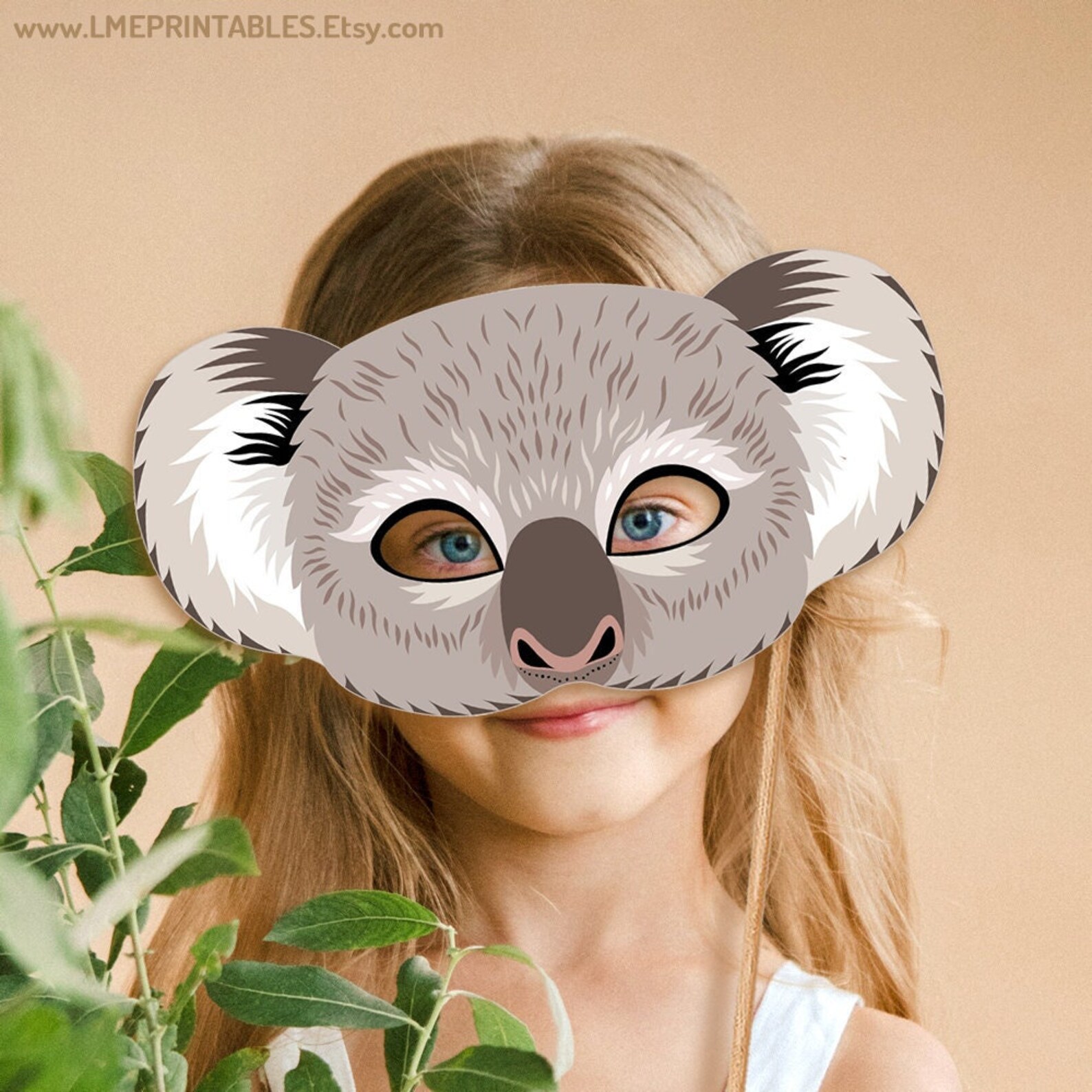 Koala Printable Mask Halloween Costume Kids Adults Gray Bear Australian ...