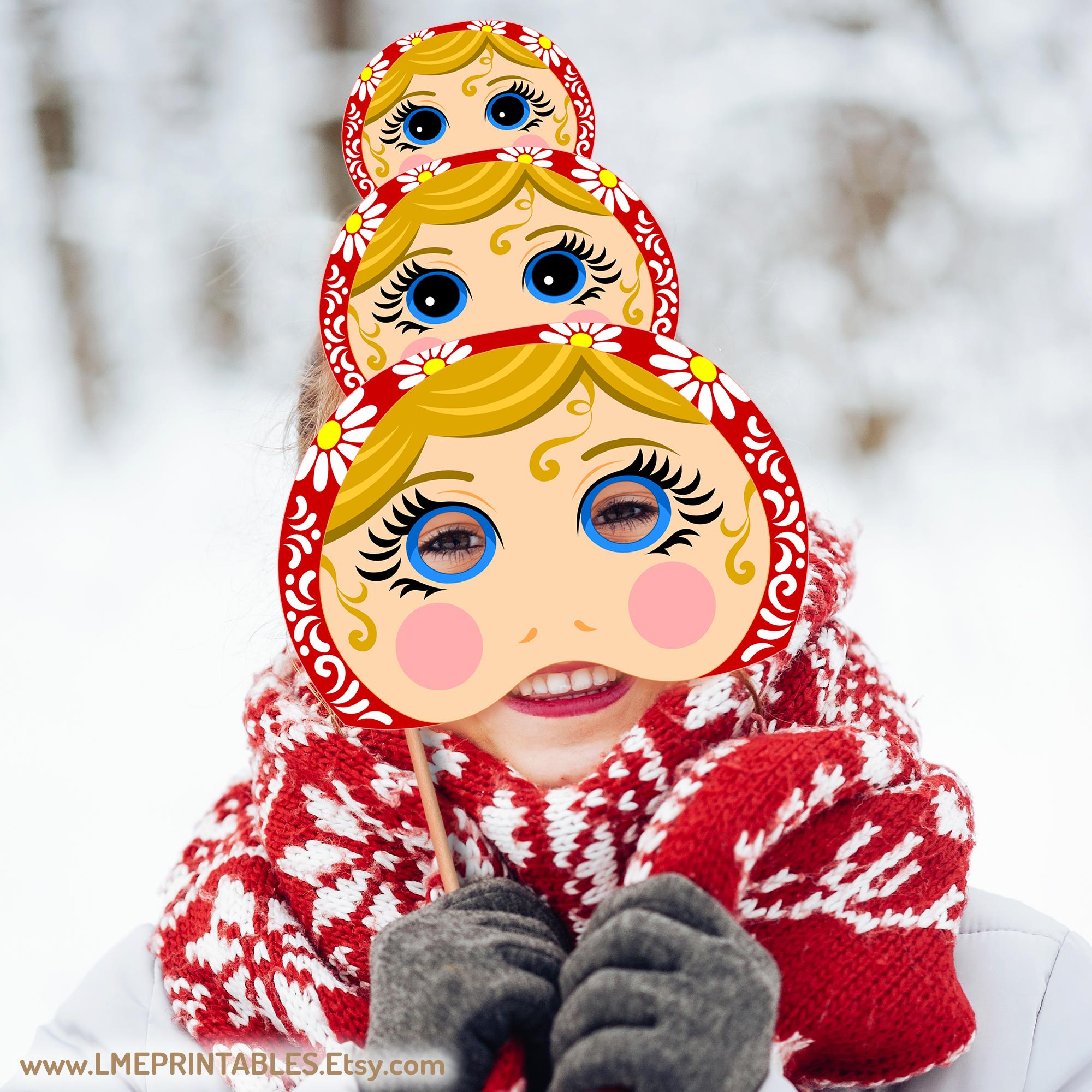 Matryoshka Doll Mask Printable Russian DIY Costume Family Folk Party ...