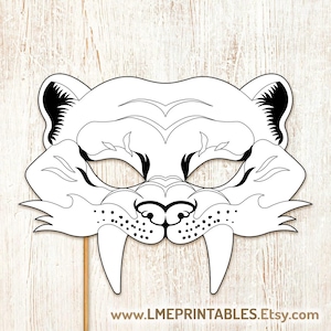 Smilodon Coloring Mask Printable Animal Costume Sabertooth Tiger ...