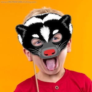 Skunk Mask Printable Halloween Costume Animal Woodland Stink Badger ...