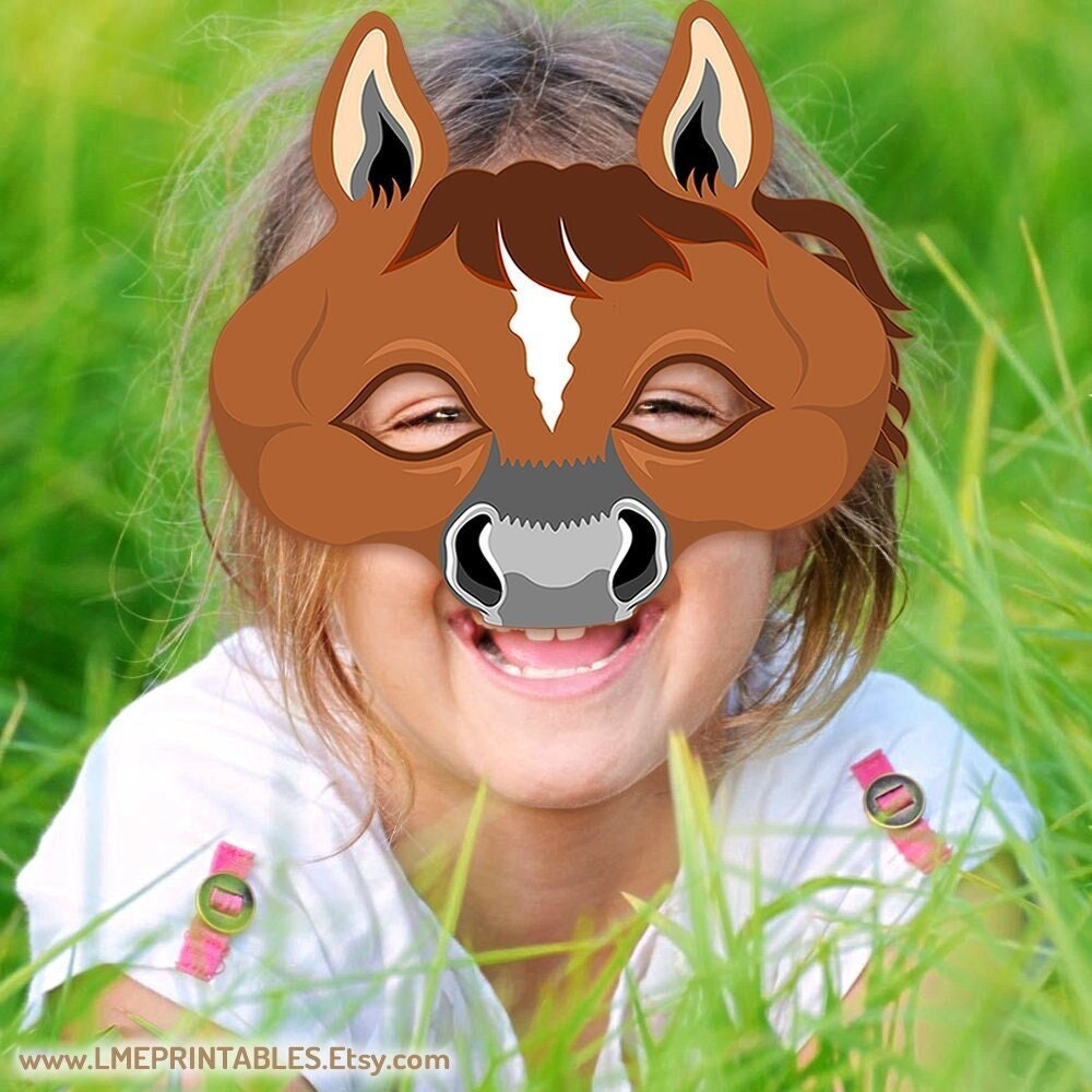 Horse Mask Printable Costume Foal Animal Farm Halloween Activity Cowboy ...