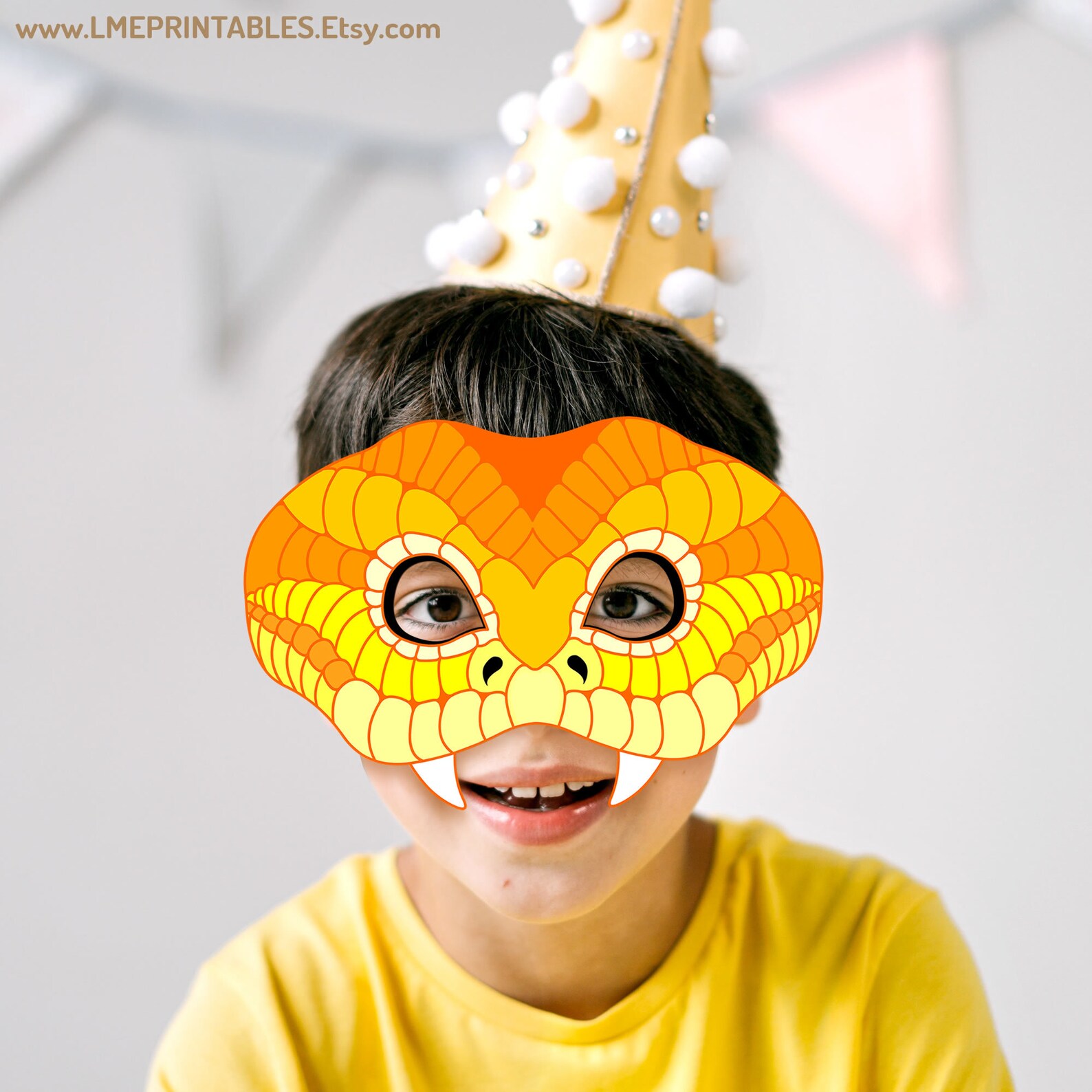 Yellow Orange Snake Printable Mask Halloween Costume Reptile Lizard ...