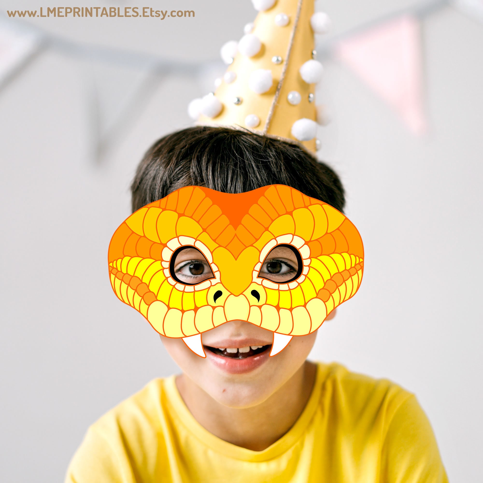 Yellow Orange Snake Printable Mask Halloween Costume Reptile Lizard ...