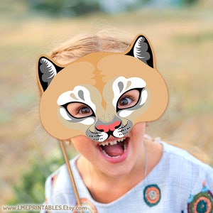 Puma Mask Printable Mountain Lion Animal Halloween Costume | Etsy