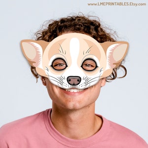 Chihuahua Dog Mask Printable Halloween Costume Puppy Animal Paper Craft ...