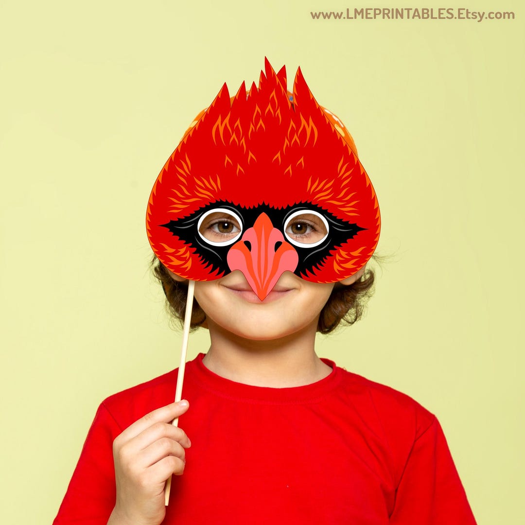 Cardinal Bird Mask Printable Christmas Red Animal Forest Costume School ...