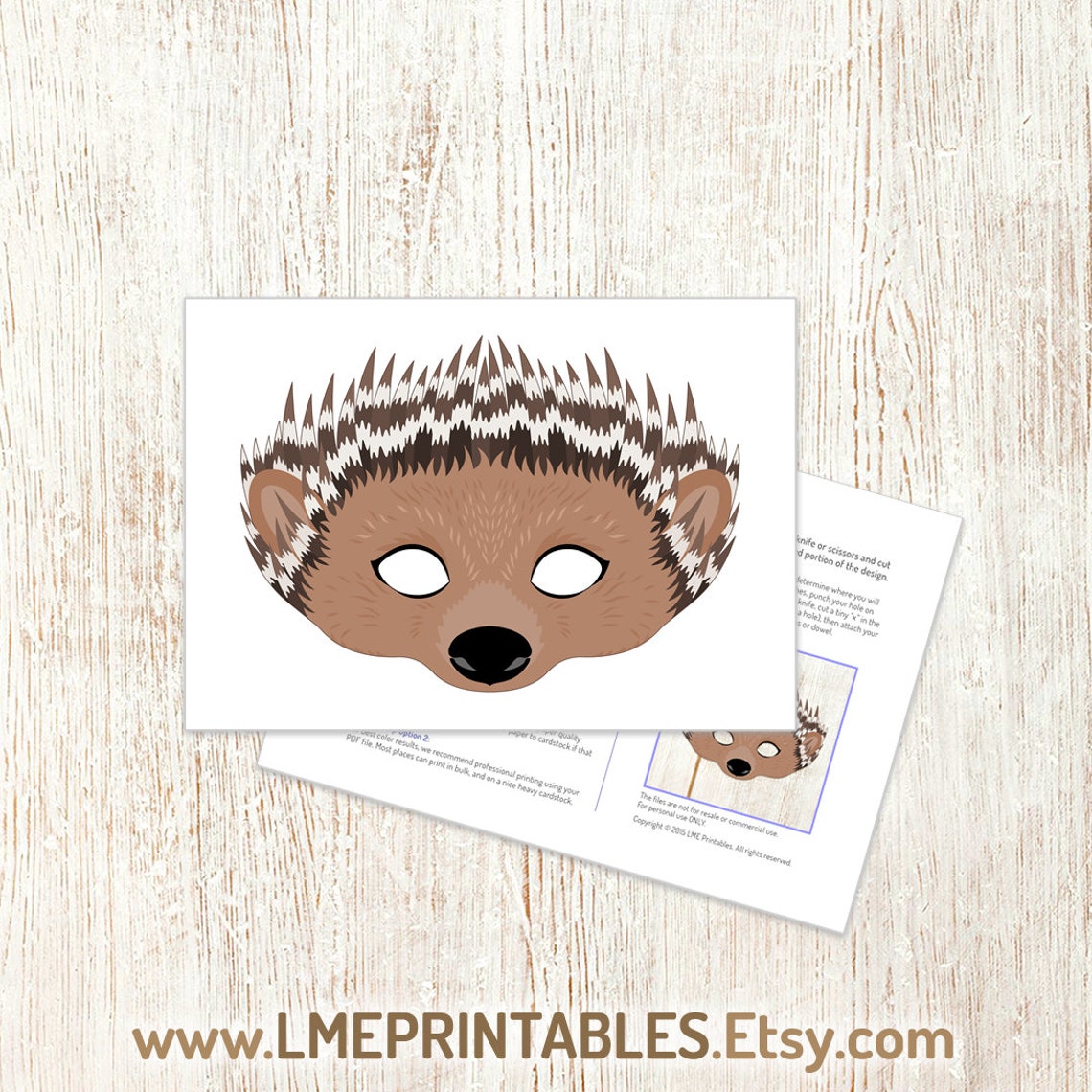Crested Porcupine Mask Printable Halloween Costume Hedgehog - Etsy