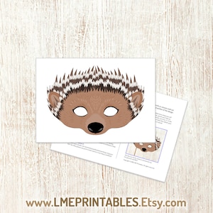 Crested Porcupine Mask Printable Carnival Costume Hedgehog Ash Paper ...