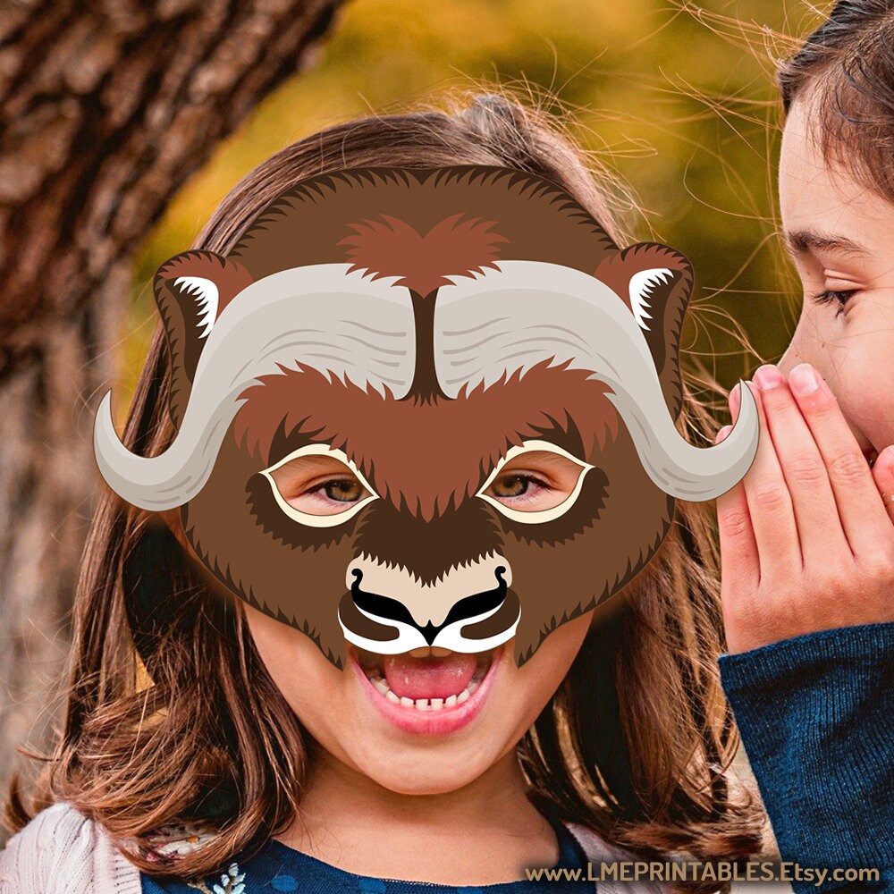 Musk Ox Mask Printable PDF Halloween Costume Animal American Bull Bison ...