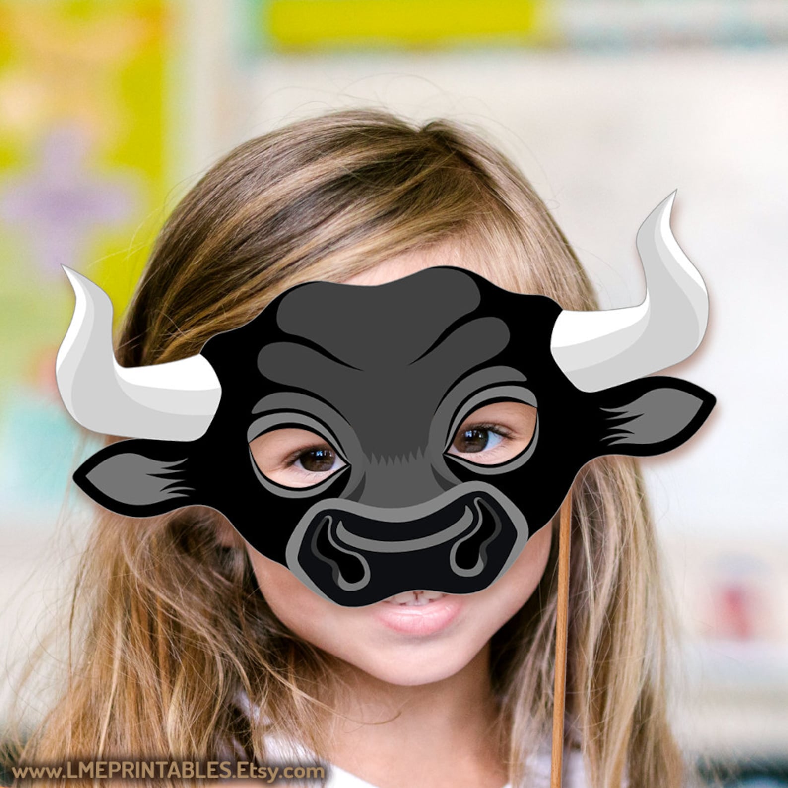 Máscara de toro negro imprimible, disfraz de buey para Halloween ...
