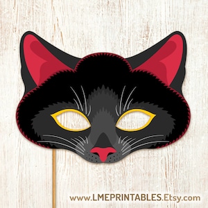 Black Cat Mask Printable Halloween Party Costume Pet Animal Pattern ...