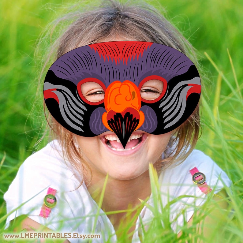 King Vulture Mask Printable Halloween Costume Animal Bird Prey Paper ...