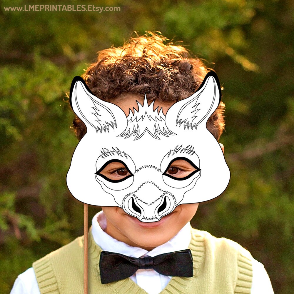 Donkey Coloring Mask Printable Halloween Costume Colouring - Etsy