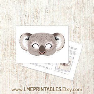 Koala Printable Mask Halloween Costume Kids Adults Gray Bear Australian ...