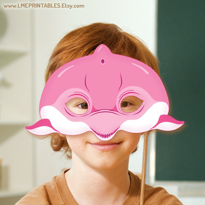 Pink Dolphin Printable Mask Halloween Costume Pool Party Sea Ocean ...