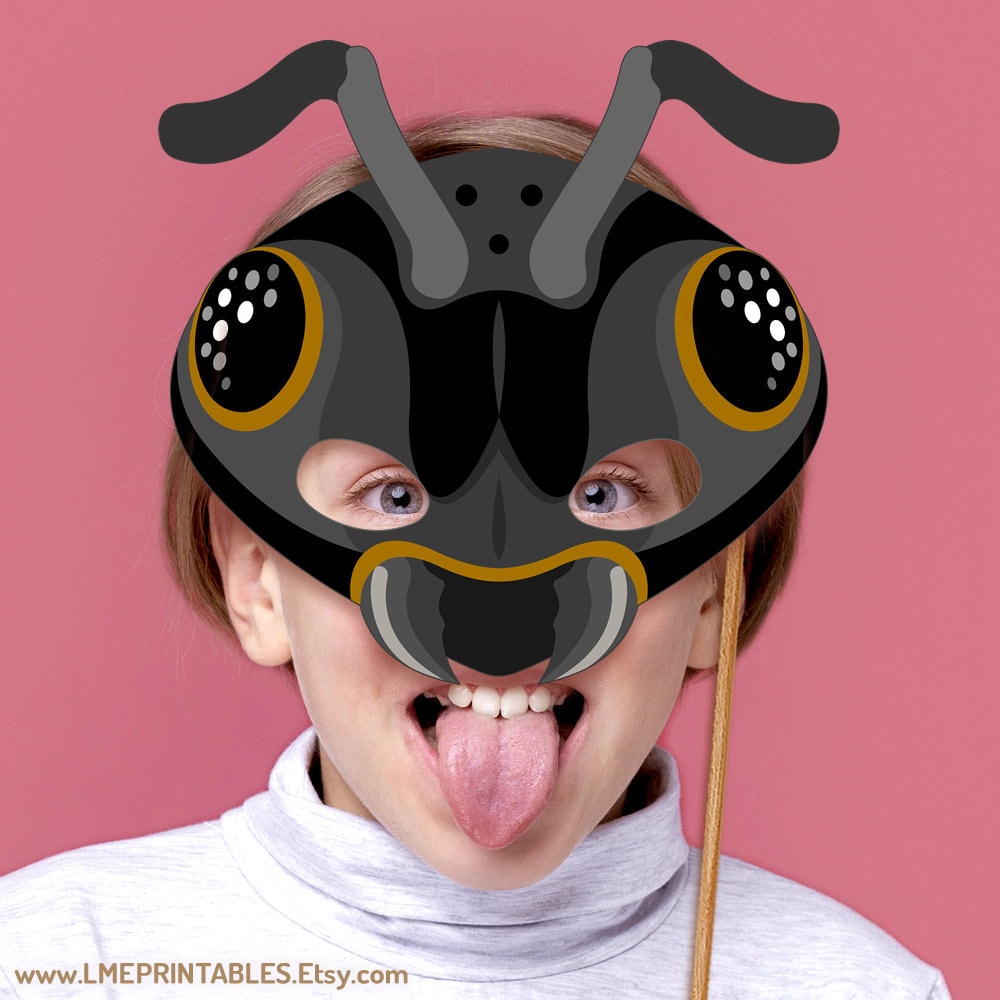 Ant Mask Printable Costume Black Insect Bug Crafts Halloween Activity ...