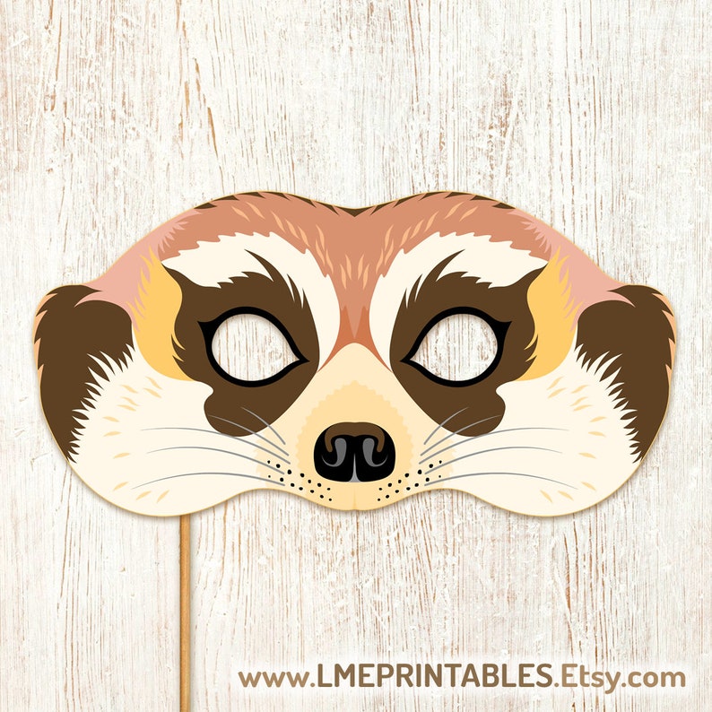 Meerkat Mask Printable Animal Costume Safari Halloween Funny Party ...