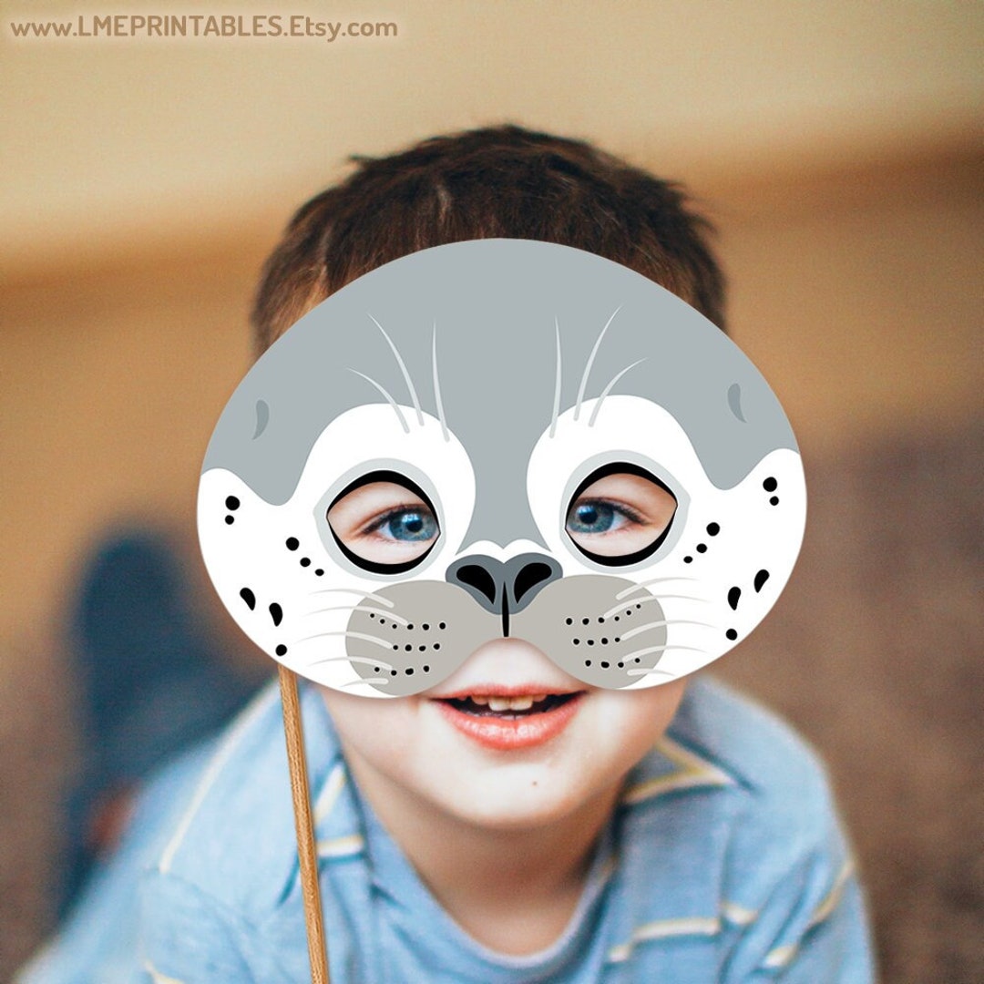 Seal Mask Printable Harbor Seal Gray Harp Halloween Costume Pool Party ...