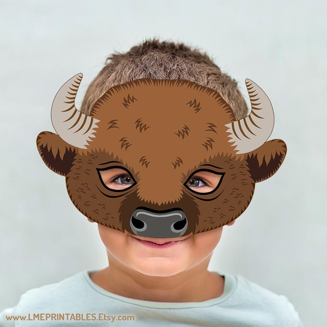 Bison Mask Printable Buffalo Kids Costume Animal American Bison Ox Yak ...