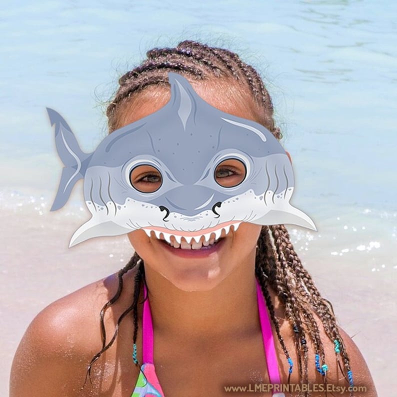 Shark Printable Mask Halloween Costume Fish Pool Party Beach - Etsy