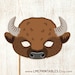 Bison Mask Printable PDF Buffalo Costume Animal American Bison Ox Yak ...