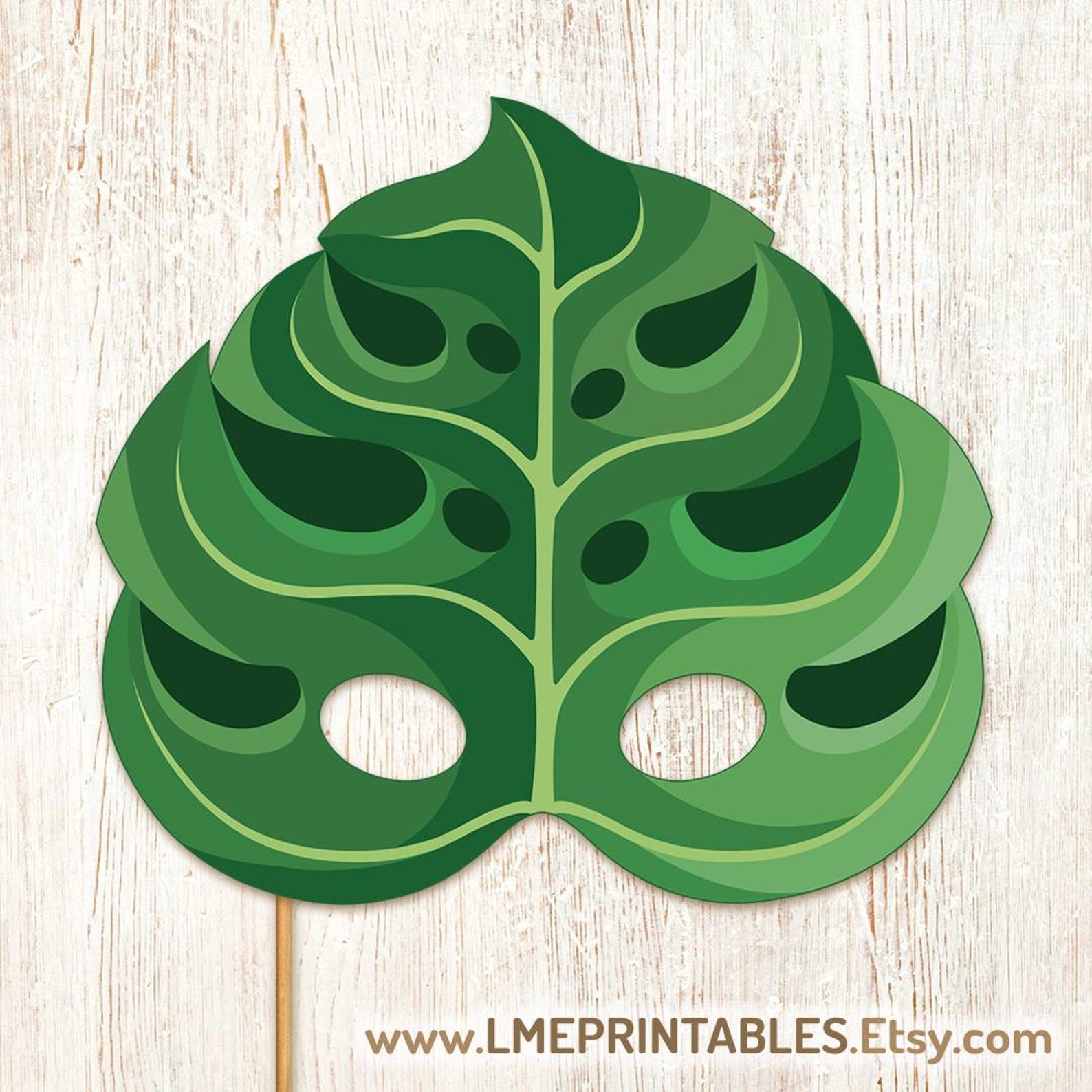 Monstera Leaf Printable Mask Halloween Jungle Tropical Plant Paper ...