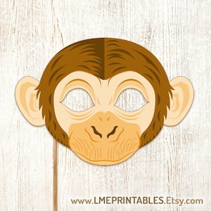 Monkey Mask Printable Chimpanzee Animal Costume Carnival Halloween ...