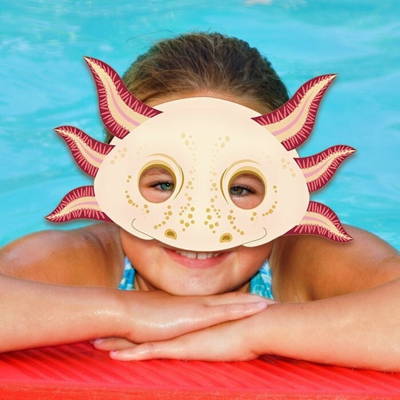 Axolotl Mask Printable Halloween Costume Albino Amphibian | Etsy
