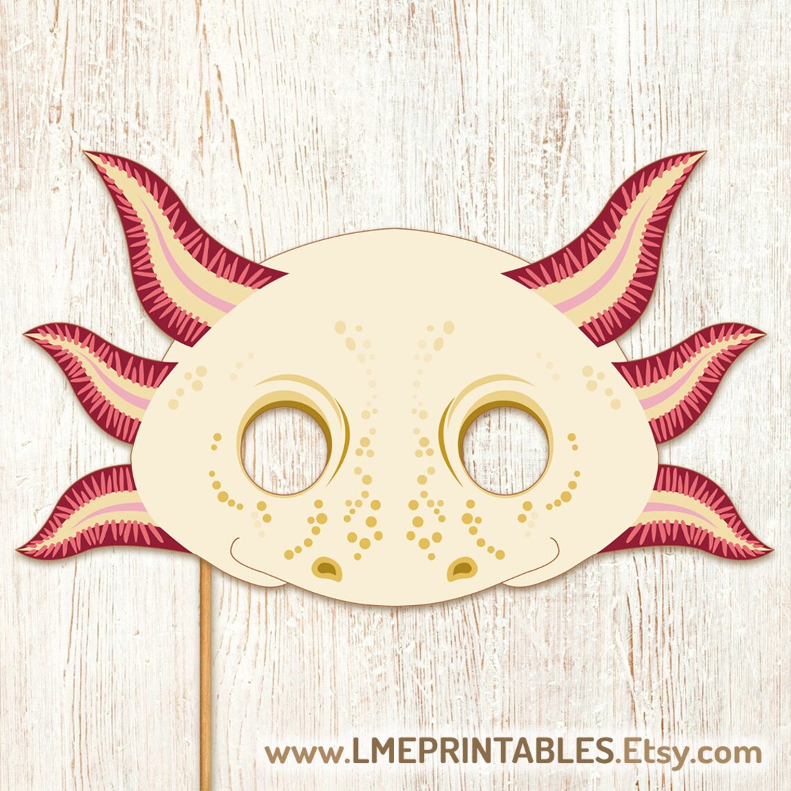 Axolotl Mask Printable Halloween Costume Albino Amphibian Salamander ...