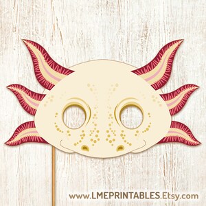 Axolotl Mask Printable Halloween Costume Albino Amphibian Salamander ...