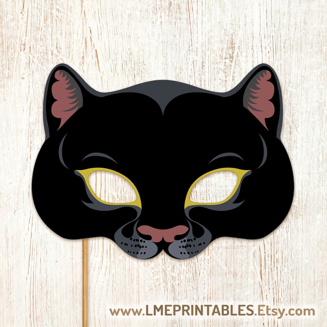 Panther Mask Printable Halloween Animal Costume Kid Adult Cat Black ...