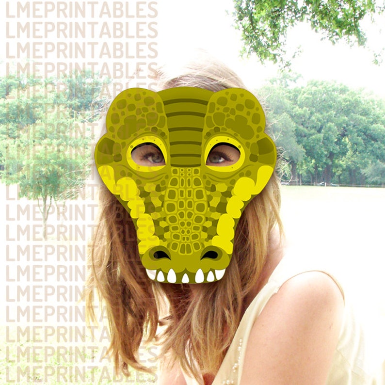 Crocodile Printable Mask Reptile Green DIY Animal Masks Booth | Etsy