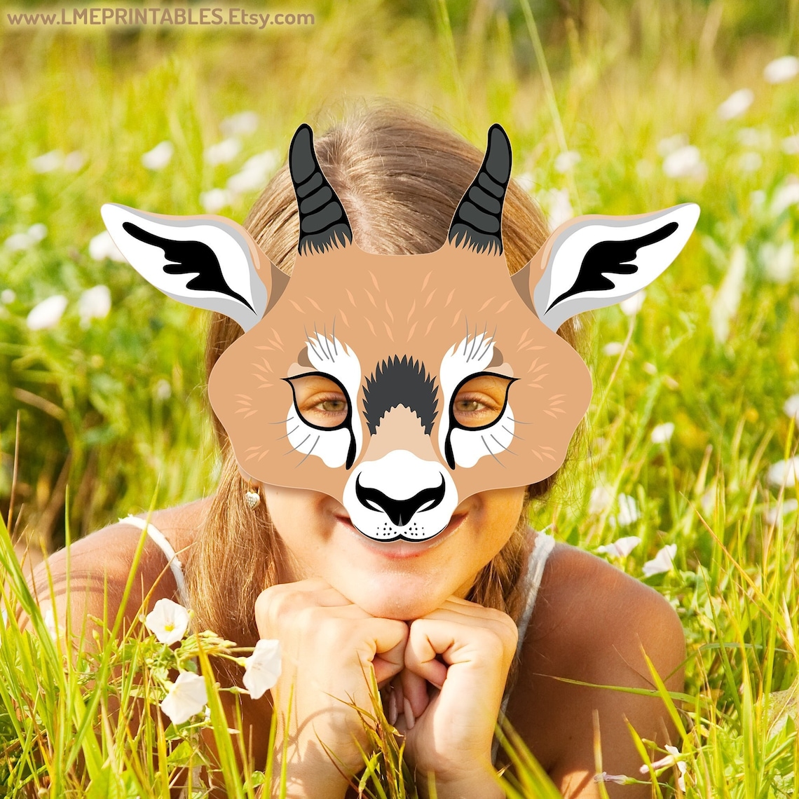 Antelope Mask Party Printable Costume Animal Gazelle Goat Forest ...