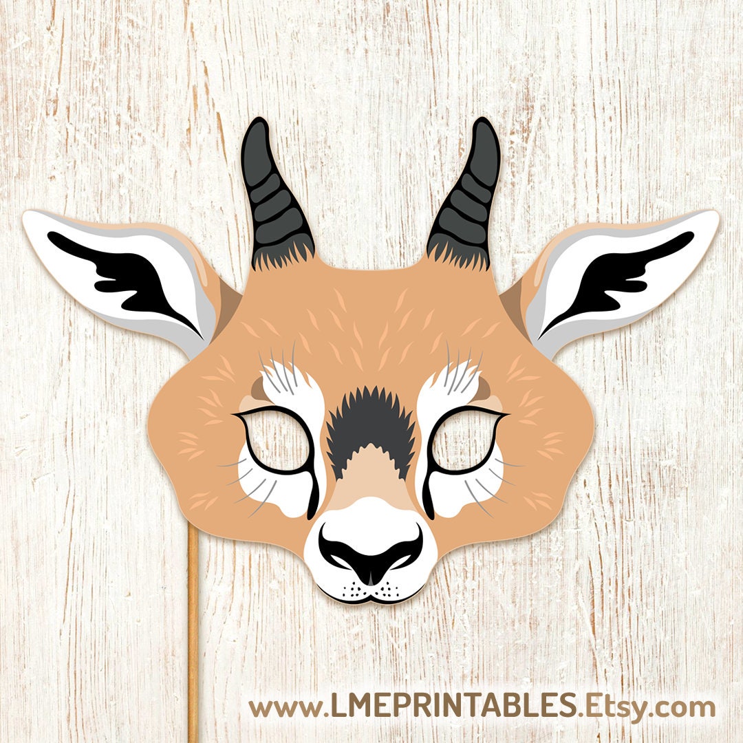 Antelope Mask Party Printable Costume Animal Gazelle Goat Forest ...