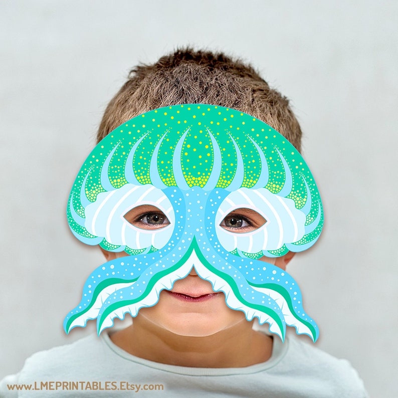 Jellyfish Printable Mask Medusa Halloween Costume Sea Life - Etsy