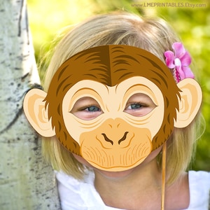 Monkey Mask Printable Chimpanzee Animal Costume Carnival Halloween ...