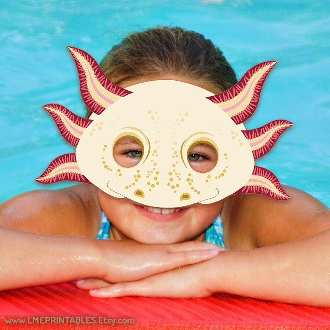 Axolotl Mask Printable Halloween Costume Albino Amphibian Salamander ...