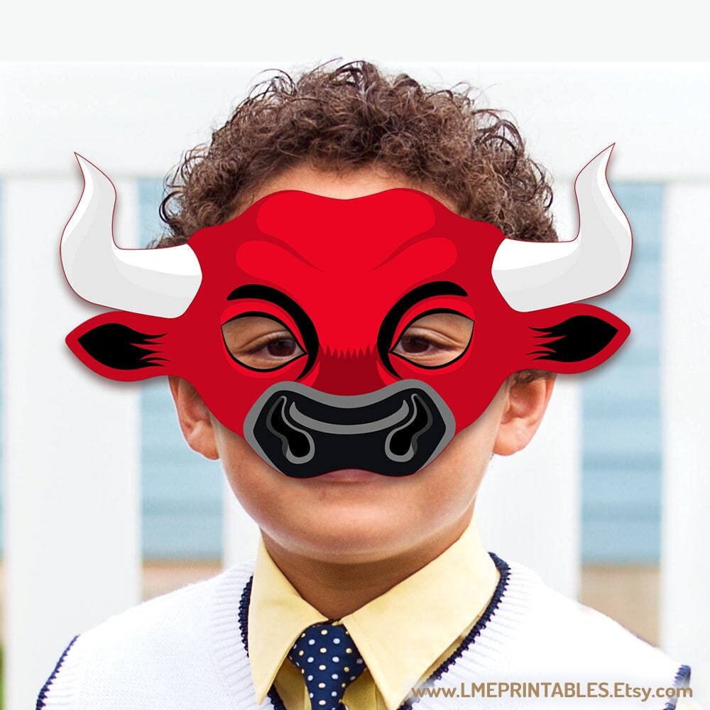 Red Bull Mask Printable Ox Buffalo Paper Costume Halloween - Etsy