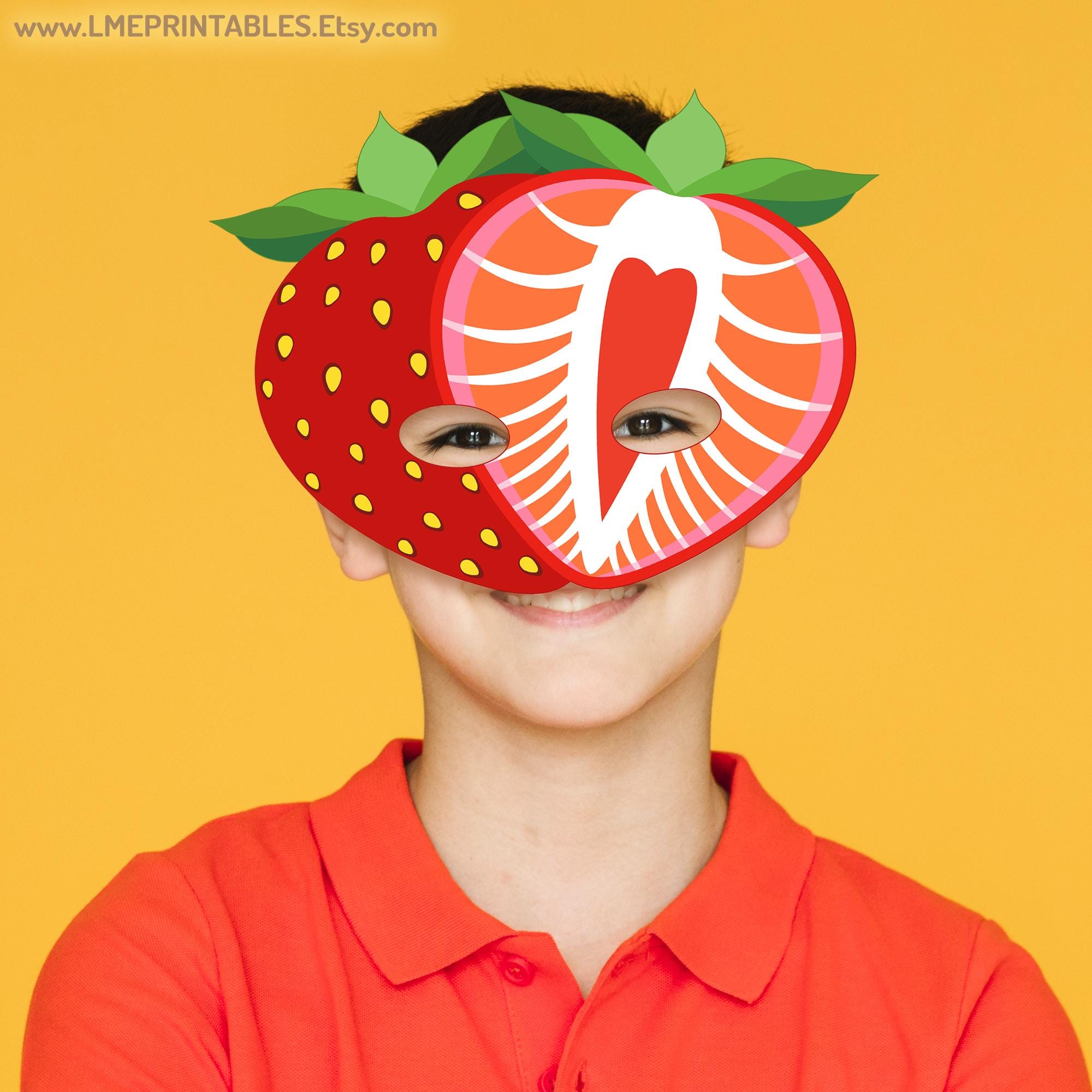 Strawberry Mask Printable Costume Food Activity Fruit School Halloween ...