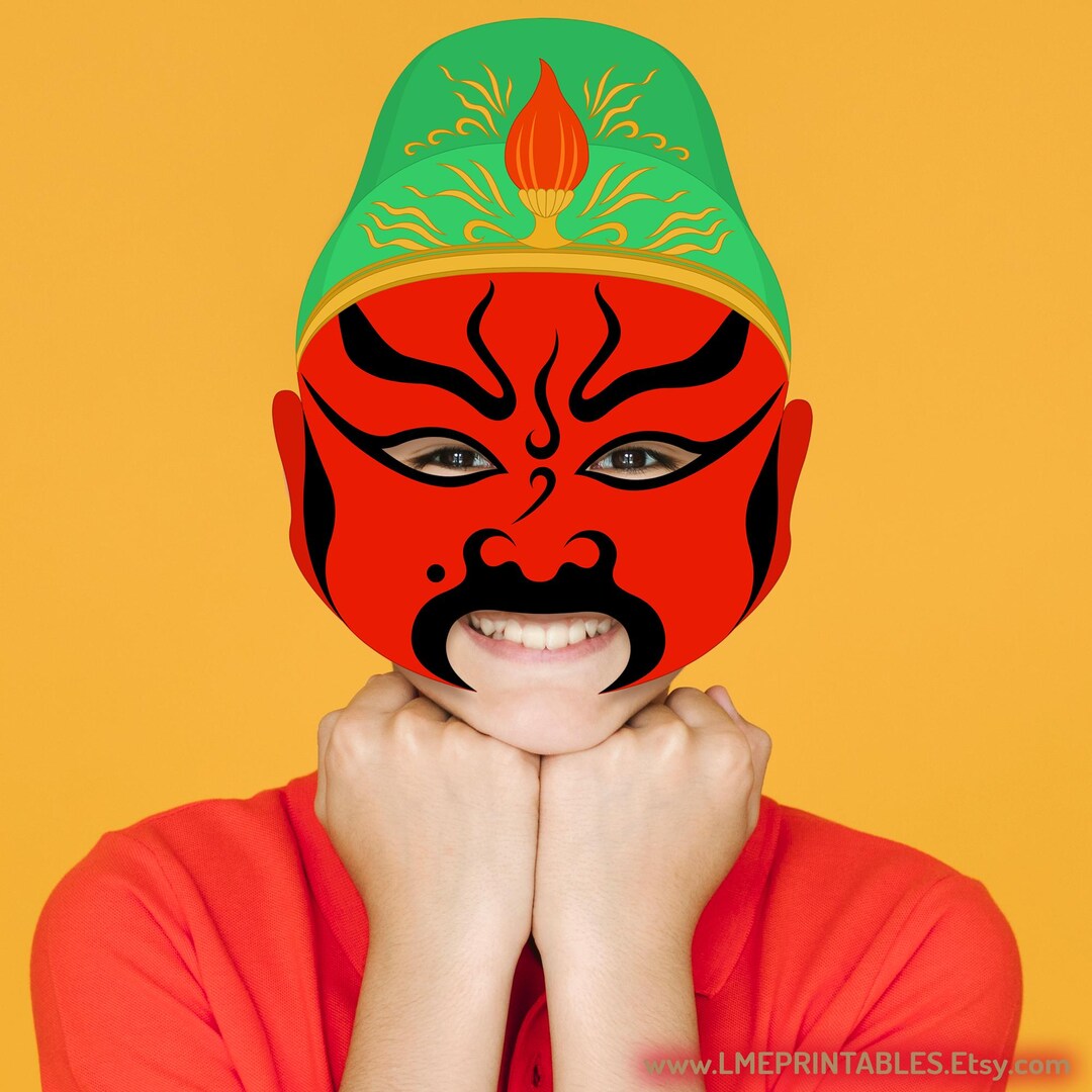 Guan Yu Mask Printable Costume Three Kingdoms School Activity Peking ...