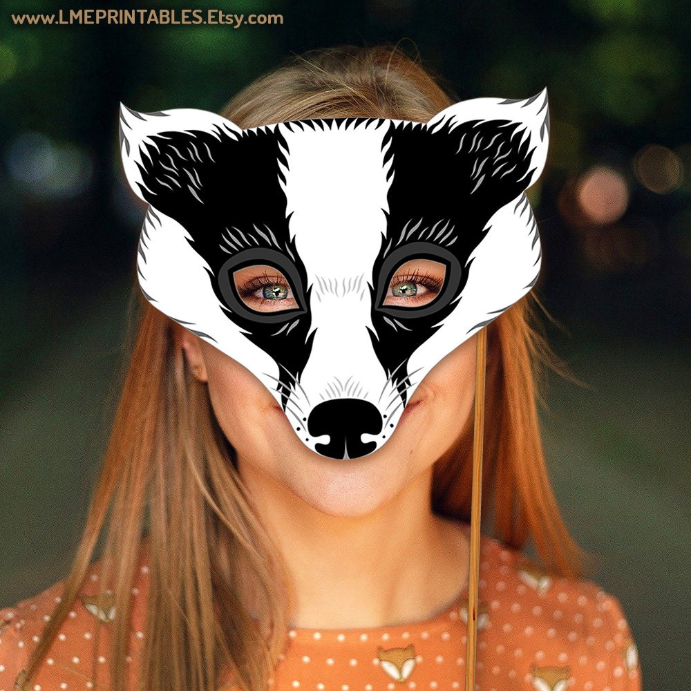 Badger Mask Printable Halloween Costume Animal Hufflepuff Woodland ...