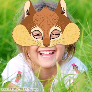 Squirrel Mask Printable Chipmunk Costume Halloween Forest Animal Rodent ...
