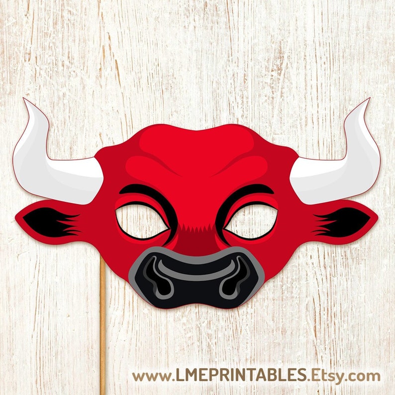 Máscara de Toro Rojo Imprimible Buey Búfalo Papel Traje Halloween ...