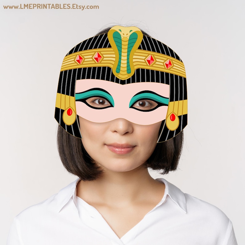 Cleopatra Mask Printable Egyptian Queen Halloween DIY Costume Ancient ...