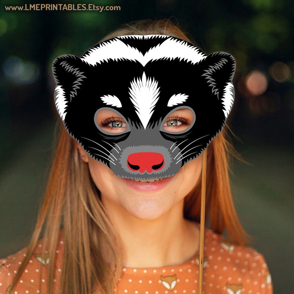 Skunk Mask Printable Halloween Costume Animal Woodland Stink - Etsy