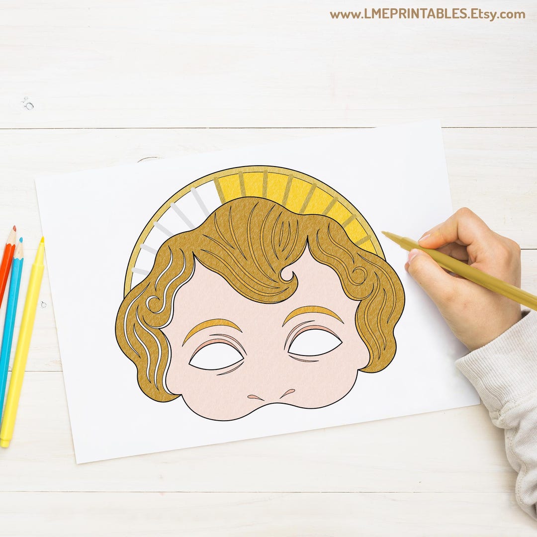 Jesus Christ Child Coloring Mask Printable Nativity Scene Costume ...