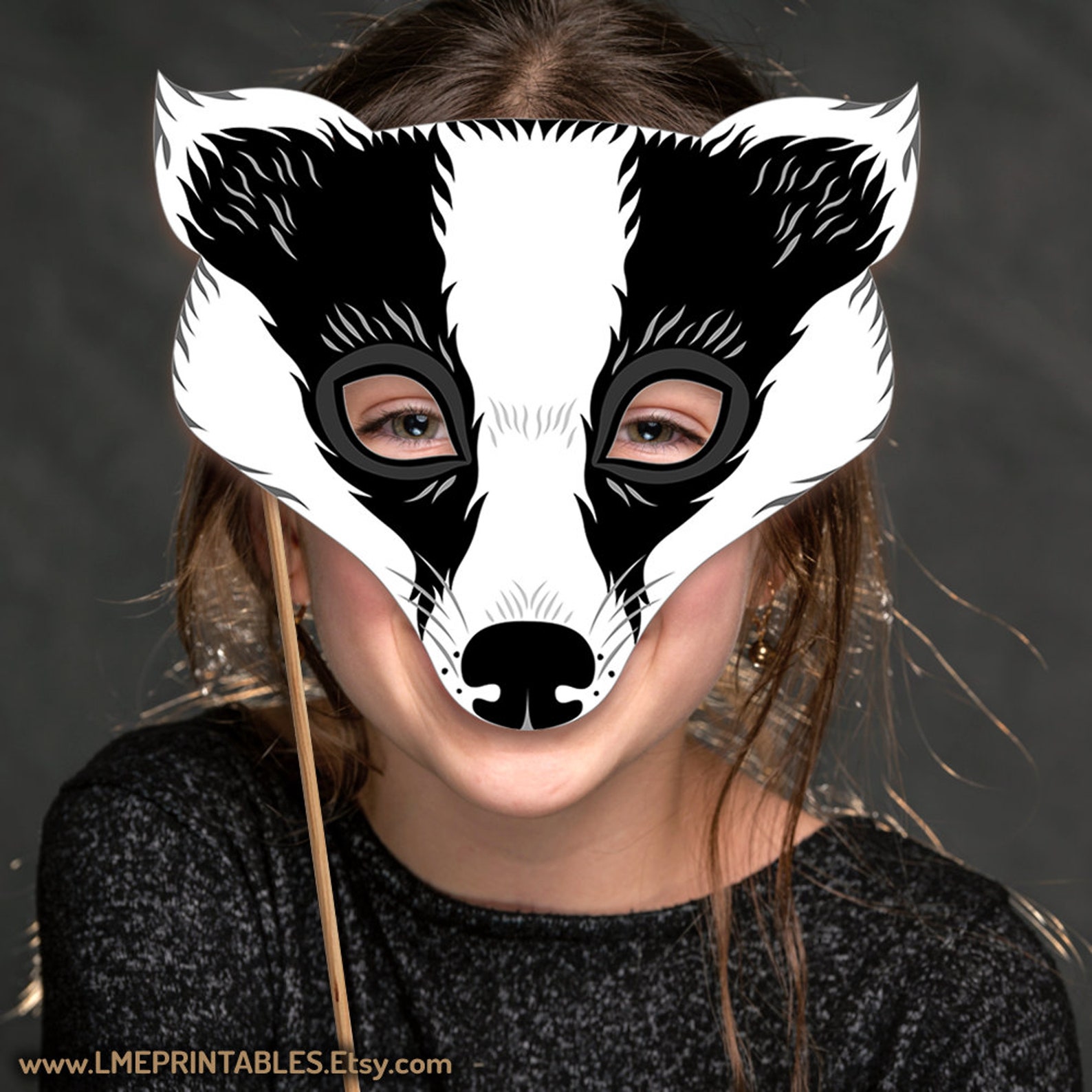 Badger Mask Printable Halloween Costume Animal Masks - Etsy