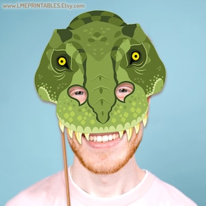T-rex Mask Printable Dinosaur Dragon Costume Prehistoric Animal Green ...