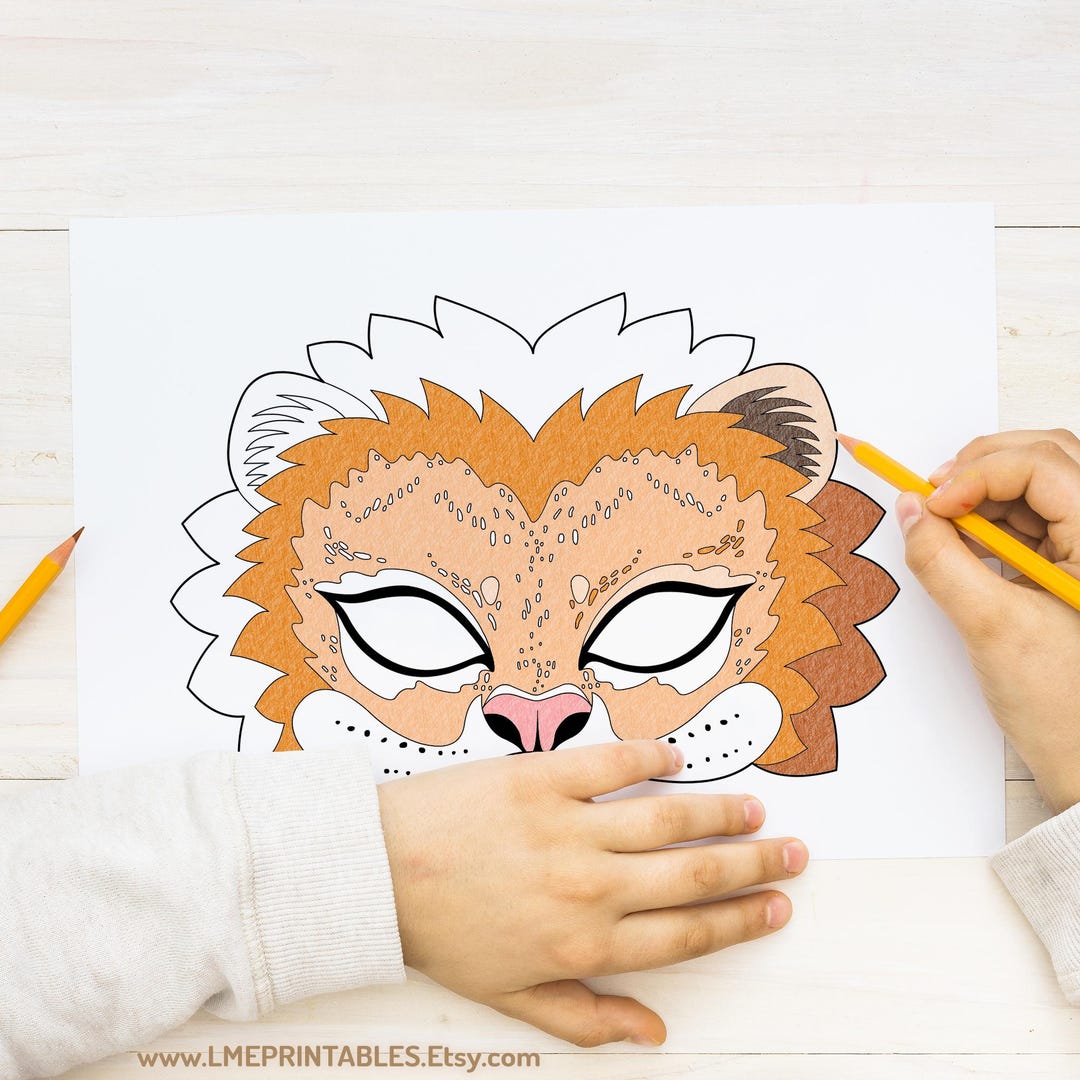 Lion Coloring Mask Printable Costume Halloween Animal Party Favor ...